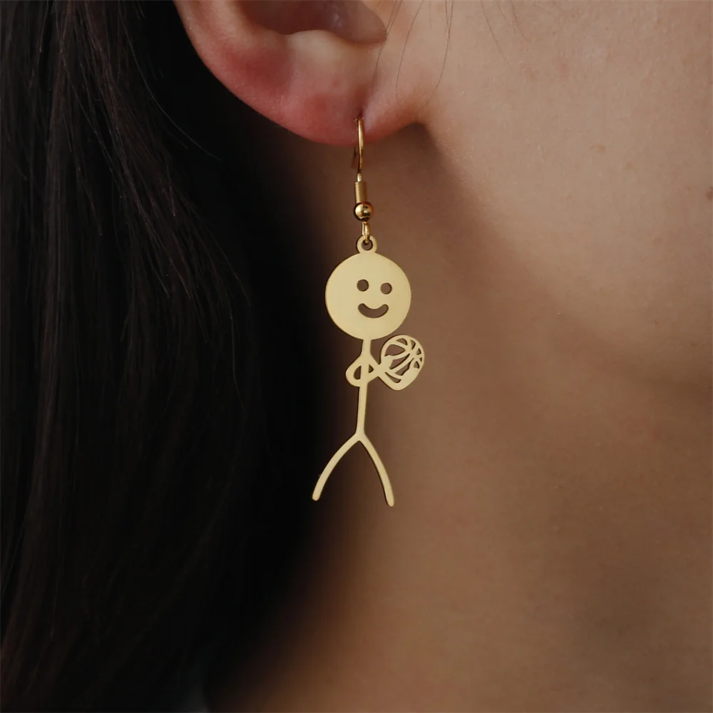 Funny-Doodle-Stickman-Earring-Stainless-Steel-Dangle-Earrings-Ladies ...