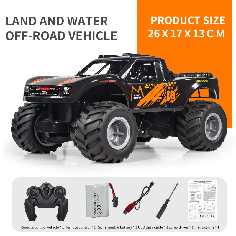 4WD RC Car Amphibious Off Road Vehicle 2.4G Remote Control Water Land Waterproof Crawler Stunt Climbing Truck Toys for Children AliExpress