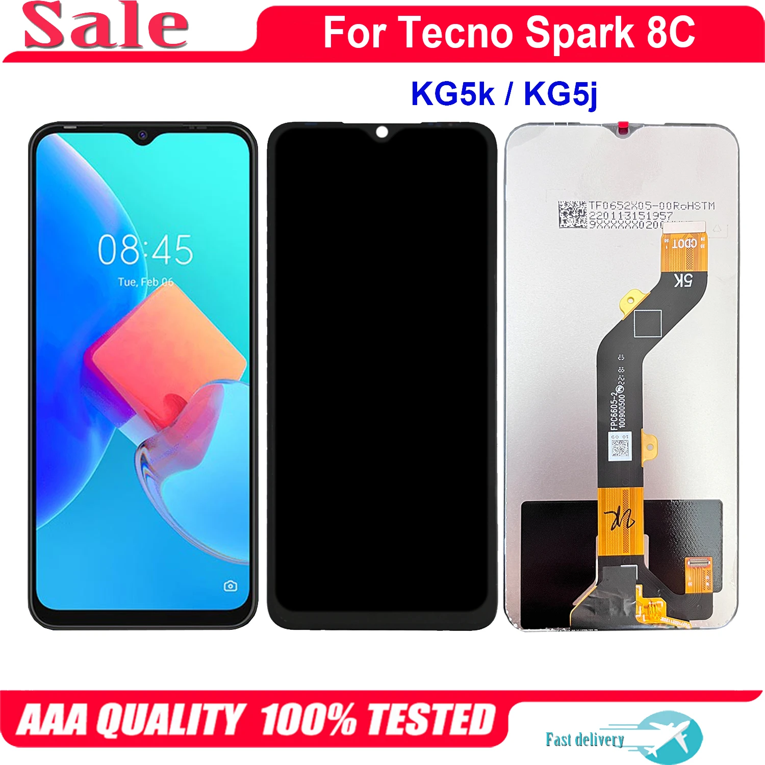 6.6 Original Para Tecno Spark 8c Kg5k Kg5j Display Lcd Tela De Toque ...