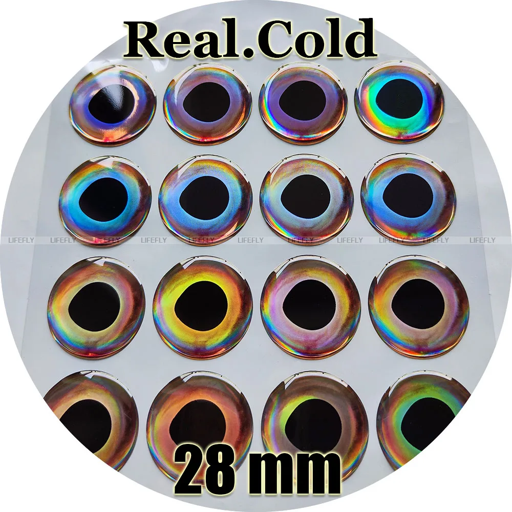 28mm 3D Real.Cold / 60 Soft Molded 3D Holographic Fish Eyes, Fly Tying ...