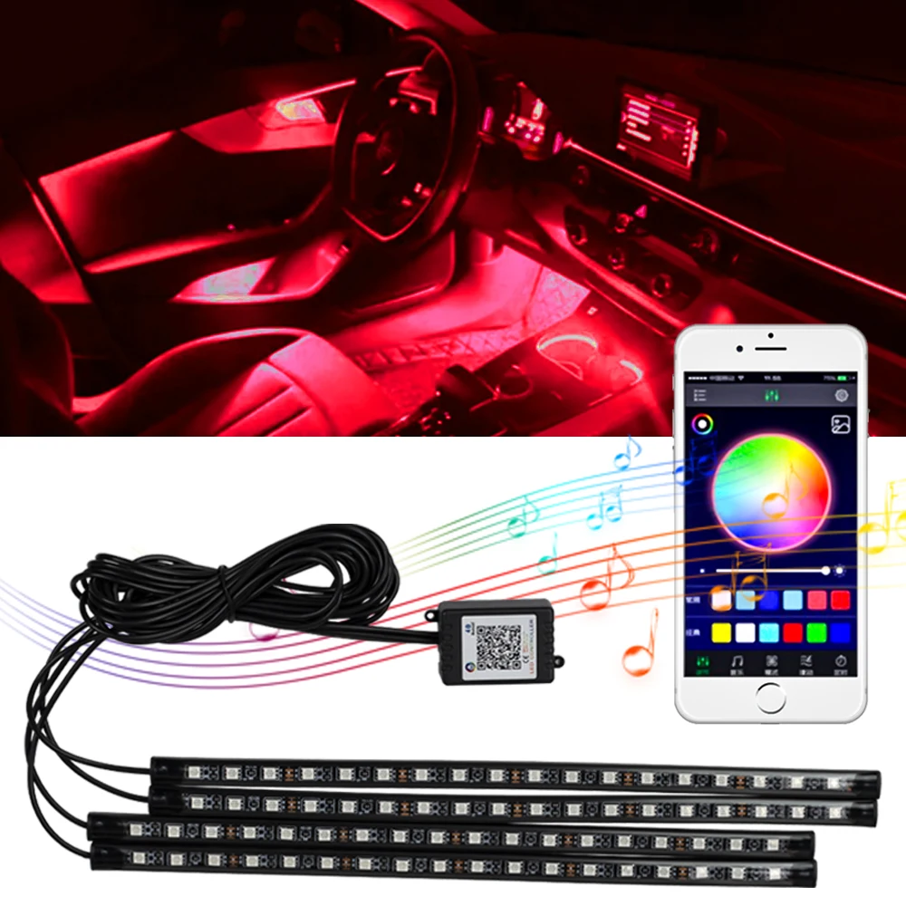 Neon-Led-Strip-Car-Interior-Lighting-Ambient-Lights-With-USB-Cigarette ...