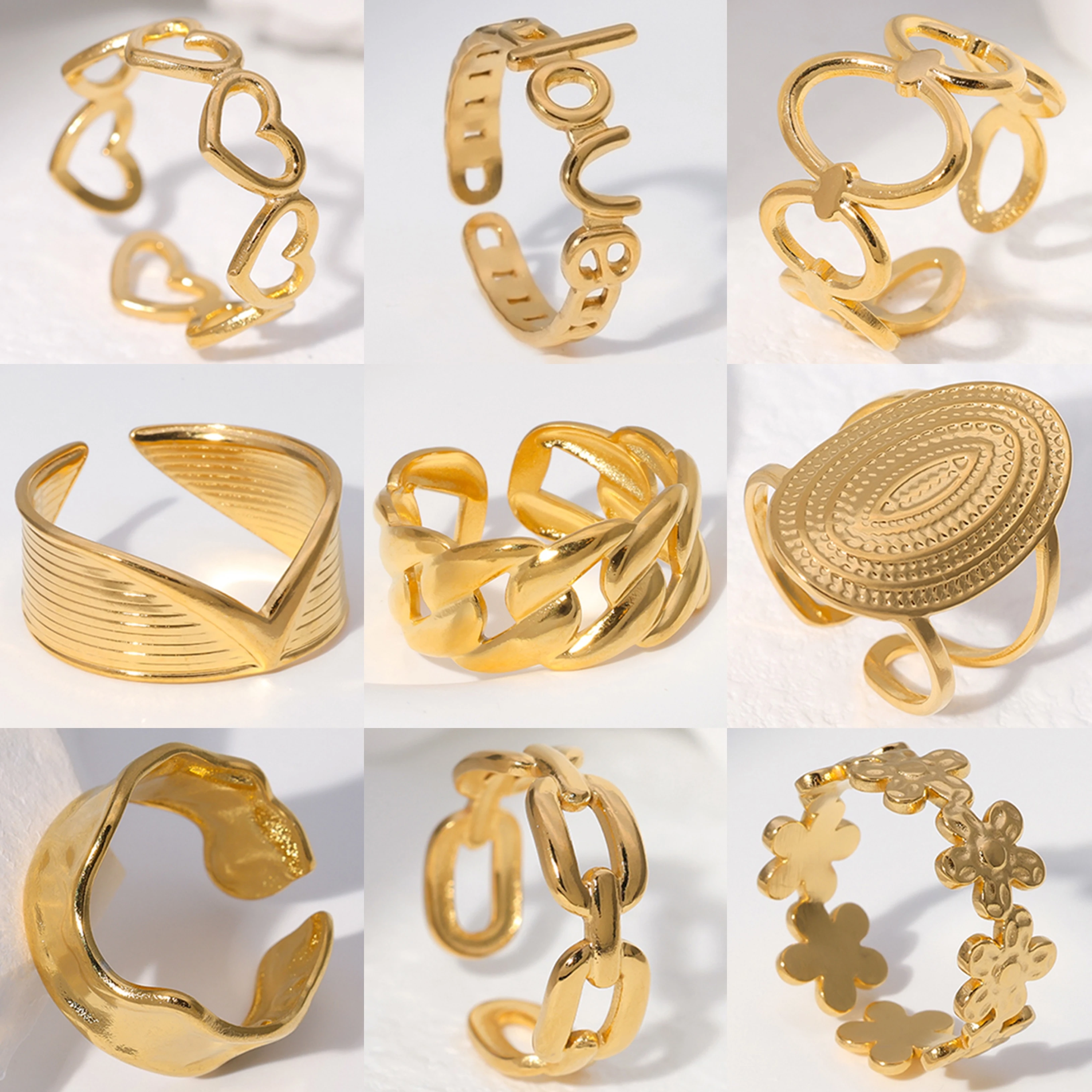 Anillos de acero inoxidable para mujer, anillo de dedo ajustable de ...