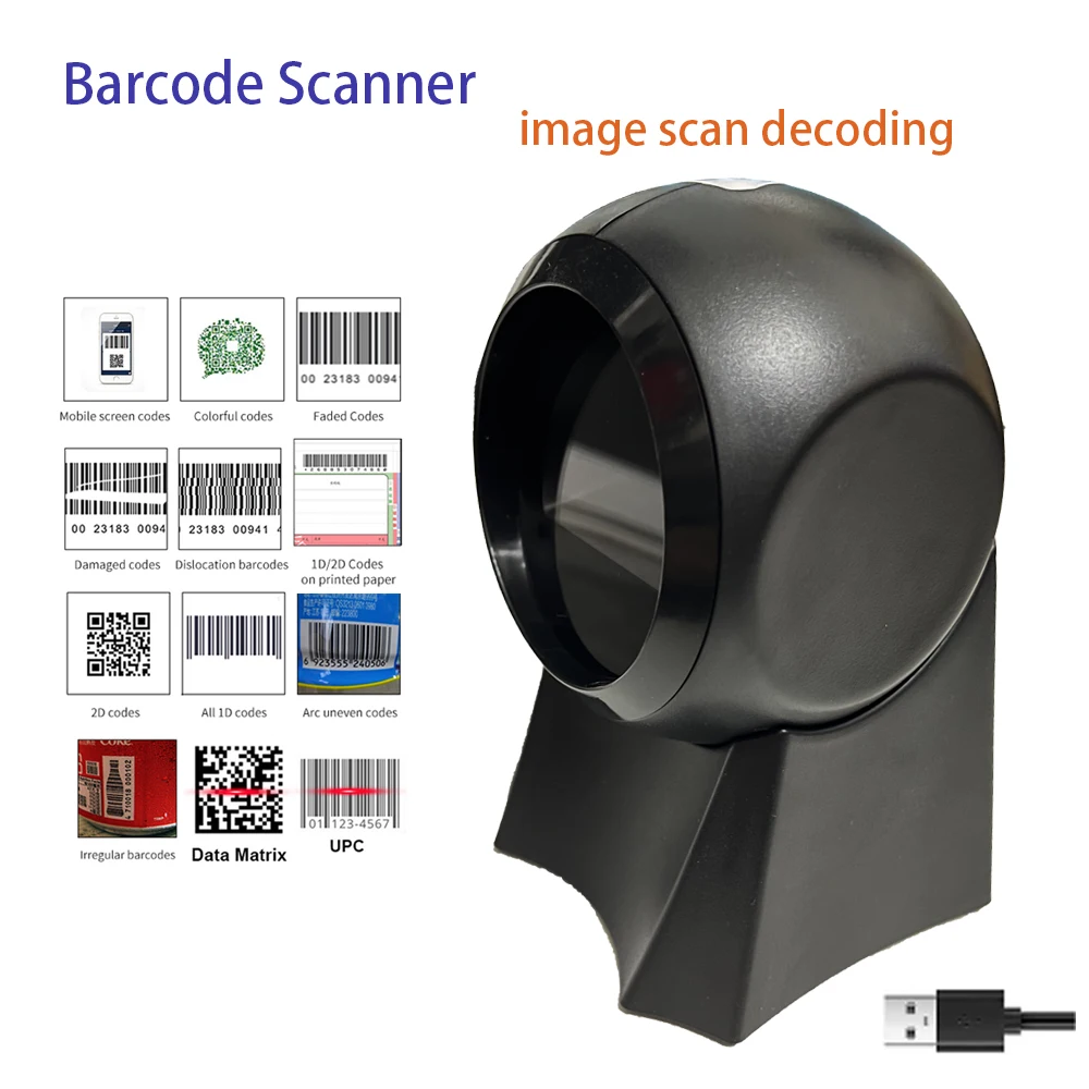2d Barcode Scanner Omnidirectional Desktop Automatic 1d 2d Qr Code Data ...