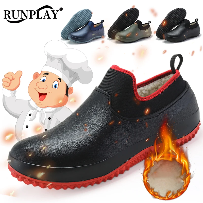 Men-Women-Winter-Chef-Shoes-Warm-Fur-Work-Cook-Shoes-Waterproof-Oil ...