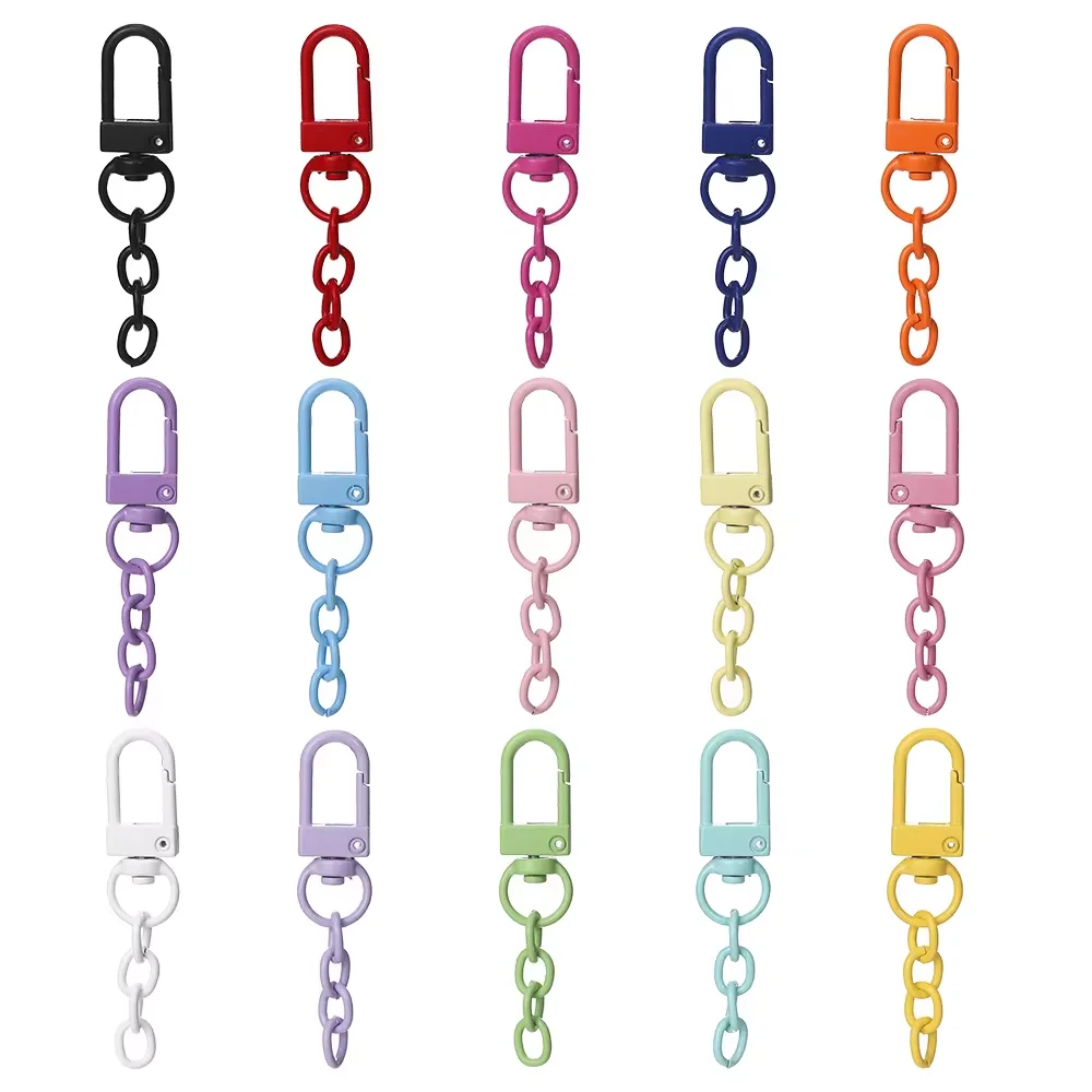 10pcs/lot Keyring Lobster Clasp Spring Buckle With Chains Colored ...