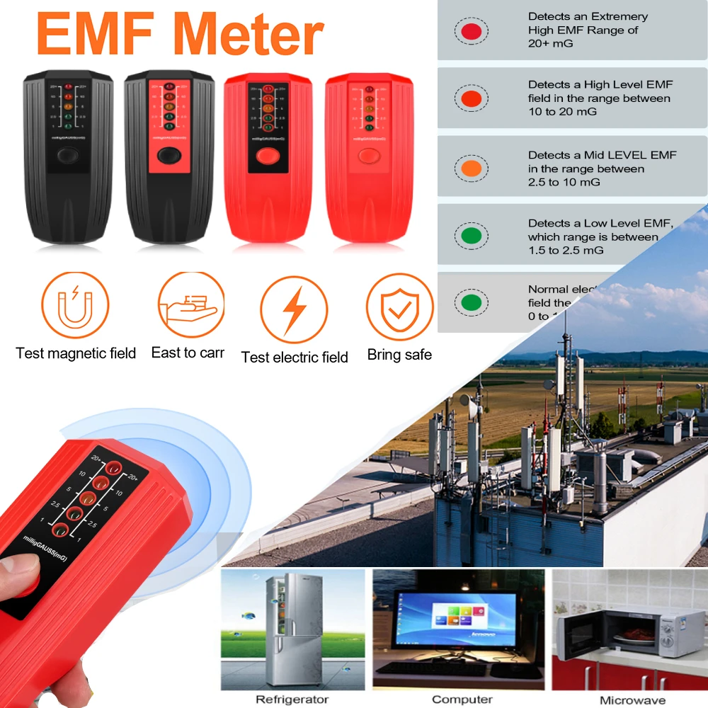 Electromagnetic Field EMF Gauss Meter Ghost Hunting Detector Portable ...