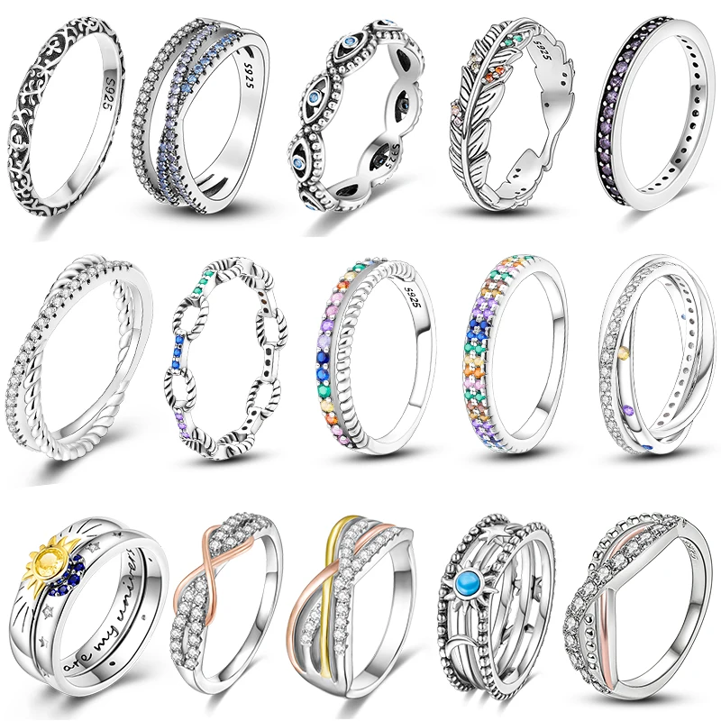 925-Sterling-Silver-Women-Finger-Rings-Retro-Fashion-Stackable-Ring ...