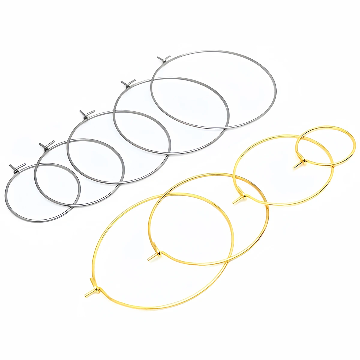 10/20pcs 15-50mm Stainless Steel Big Circle Wire Hoops Loop Earrings ...