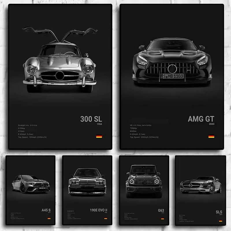 Black-and-White-Luxury-Sports-Car-Luxury-German-Car-Poster-Aesthetics ...