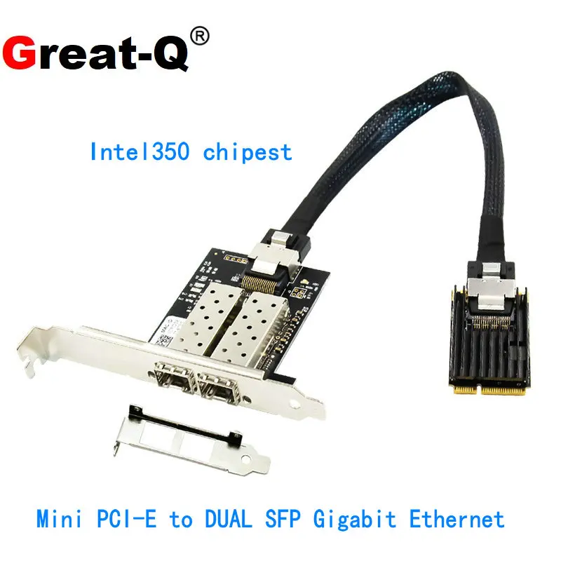 MINI PCIE LAN CARD 2 PORT SFP 1000m Server Network Adapter Chip INTEL ...