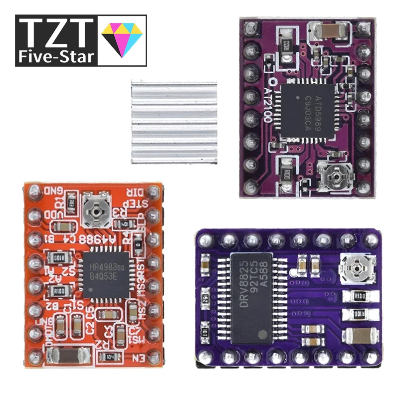 TZT-3D-Printer-Parts-StepStick-A4988-DRV8825-AT2100-Stepper-Motor-Driver-With-Heat-sink-Carrier ...
