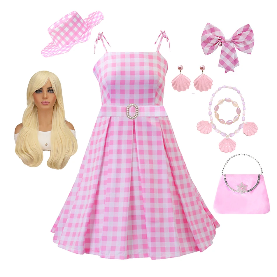 Movie-Costume-For-Kids-Girls-Cosplay-Pink-Plaid-Dress-Halloween-Pink ...