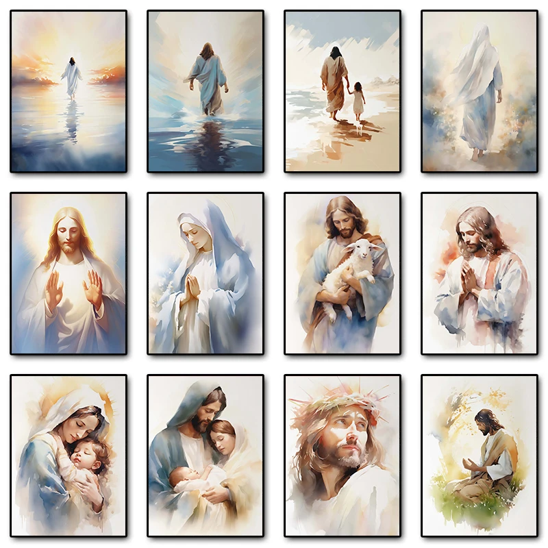 Jesus-Virgem-Maria-Christian-Posters-Jesus-Cat-lica-Prints-Pintura-da ...