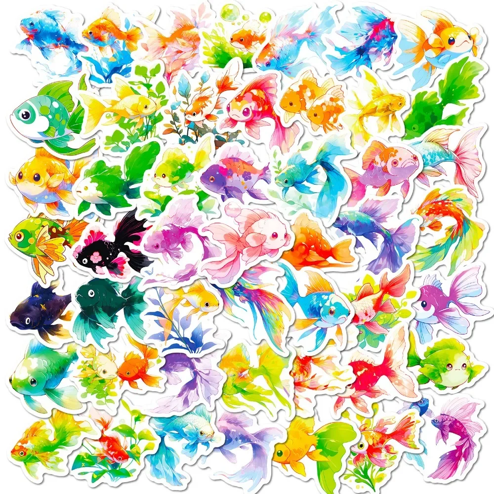 10-50Pcs-Cute-Fish-Stickers-for-Child-Cartoon-Goldfish-Decals-Aquatic ...