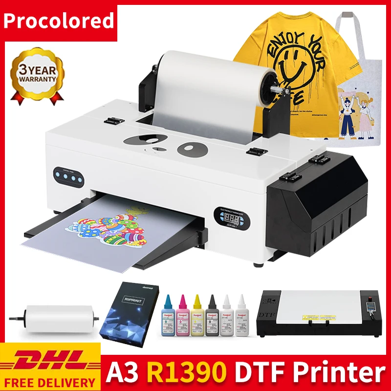Procolored-impresora de película de transferencia de camisetas A3 DTF, R1390 Dtf, con ...