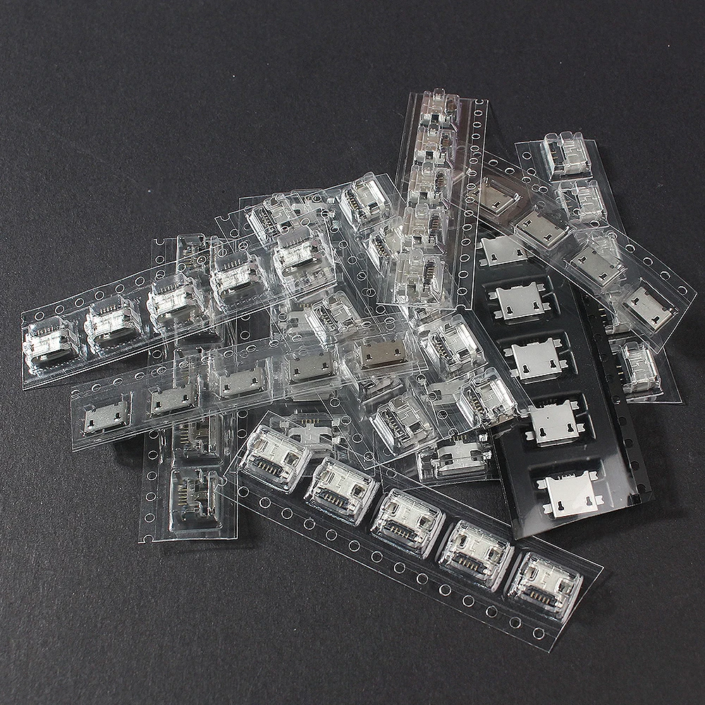 60pcs/lot 5 Pin SMT Socket Connector Kit, Micro USB Type B Female ...