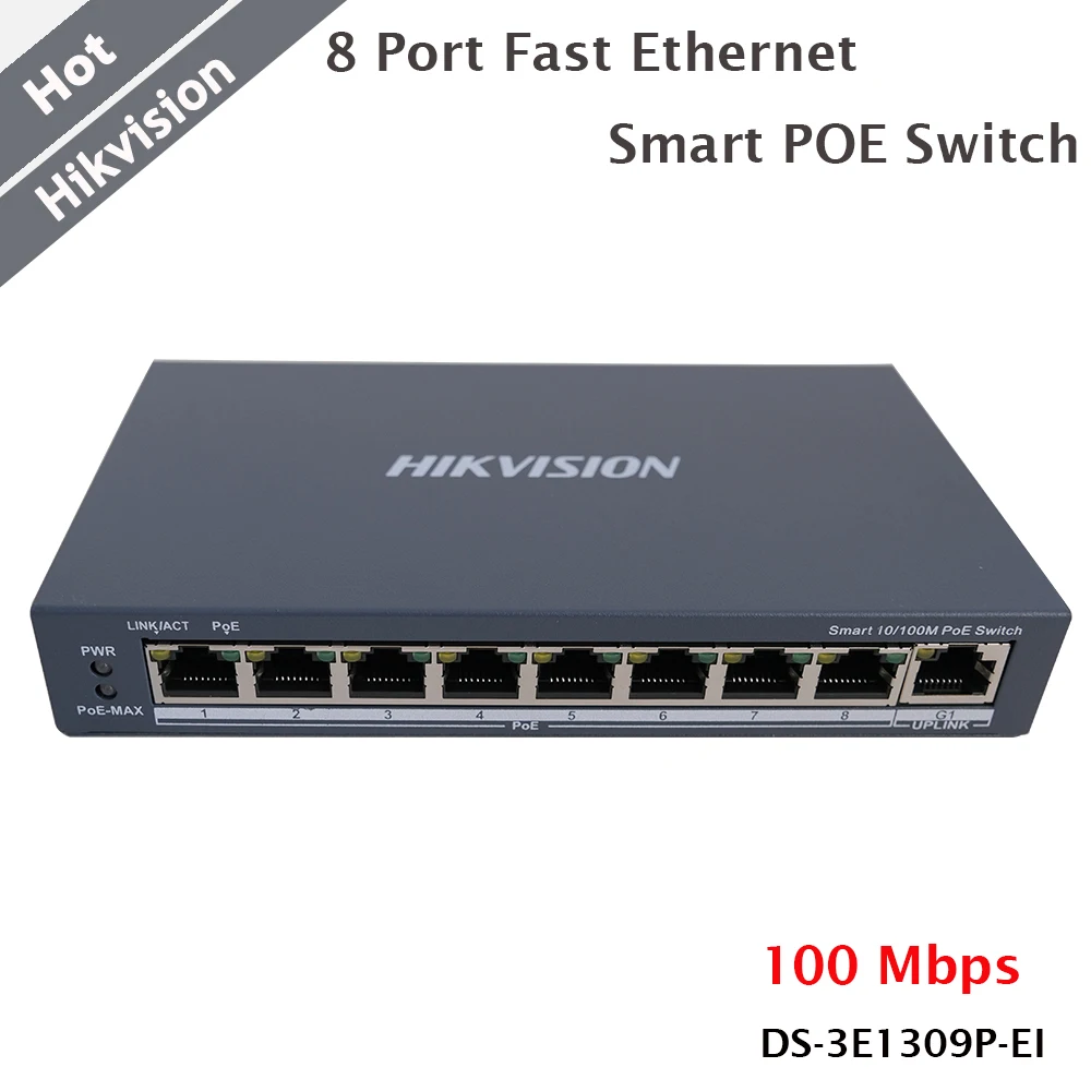 Hikvision Smart 8 Ports Poe Switch Fast Ethernet 48Vdc Rj45 10/100 Mbps ...
