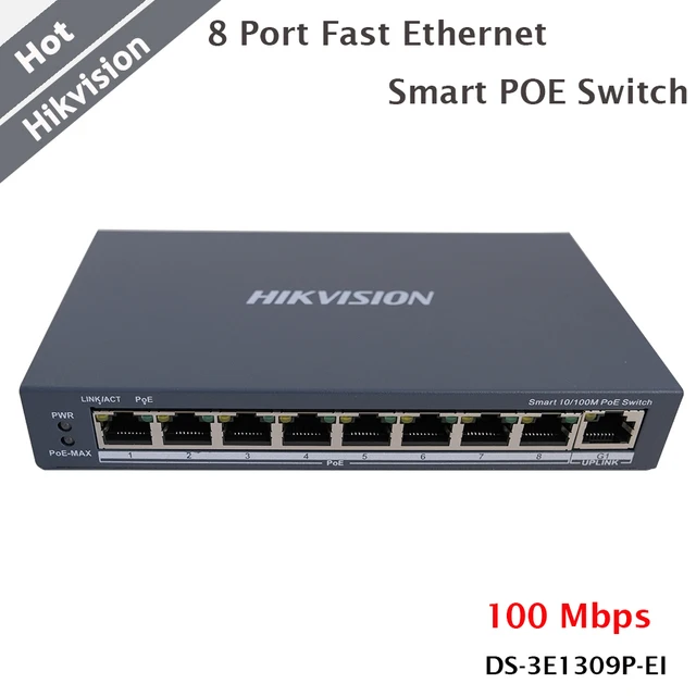 Hikvision Smart 8 Ports Poe Switch Fast Ethernet 48Vdc Rj45 10/100 Mbps ...