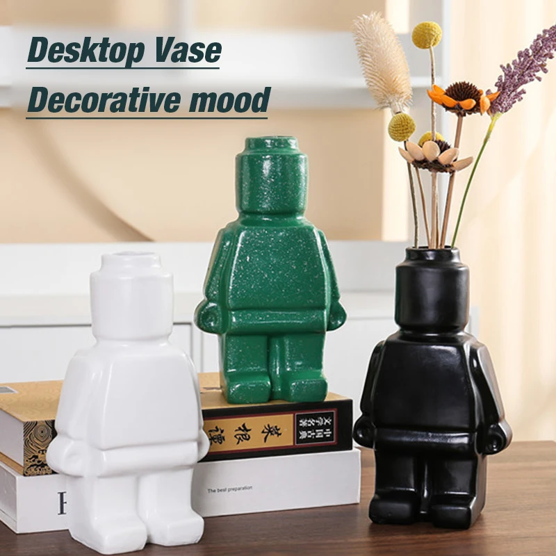 European Resin Statue Creativity Block Man TV Cabinet Desktop Flower ...
