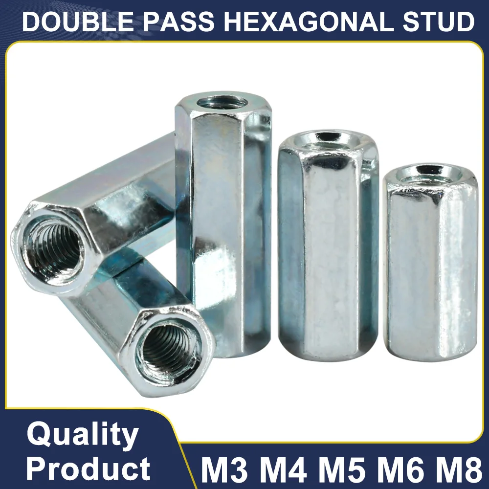 M3 M4 M5 M6 M8 plated blue zinc iron Double Pass Hexagonal Stud Female ...
