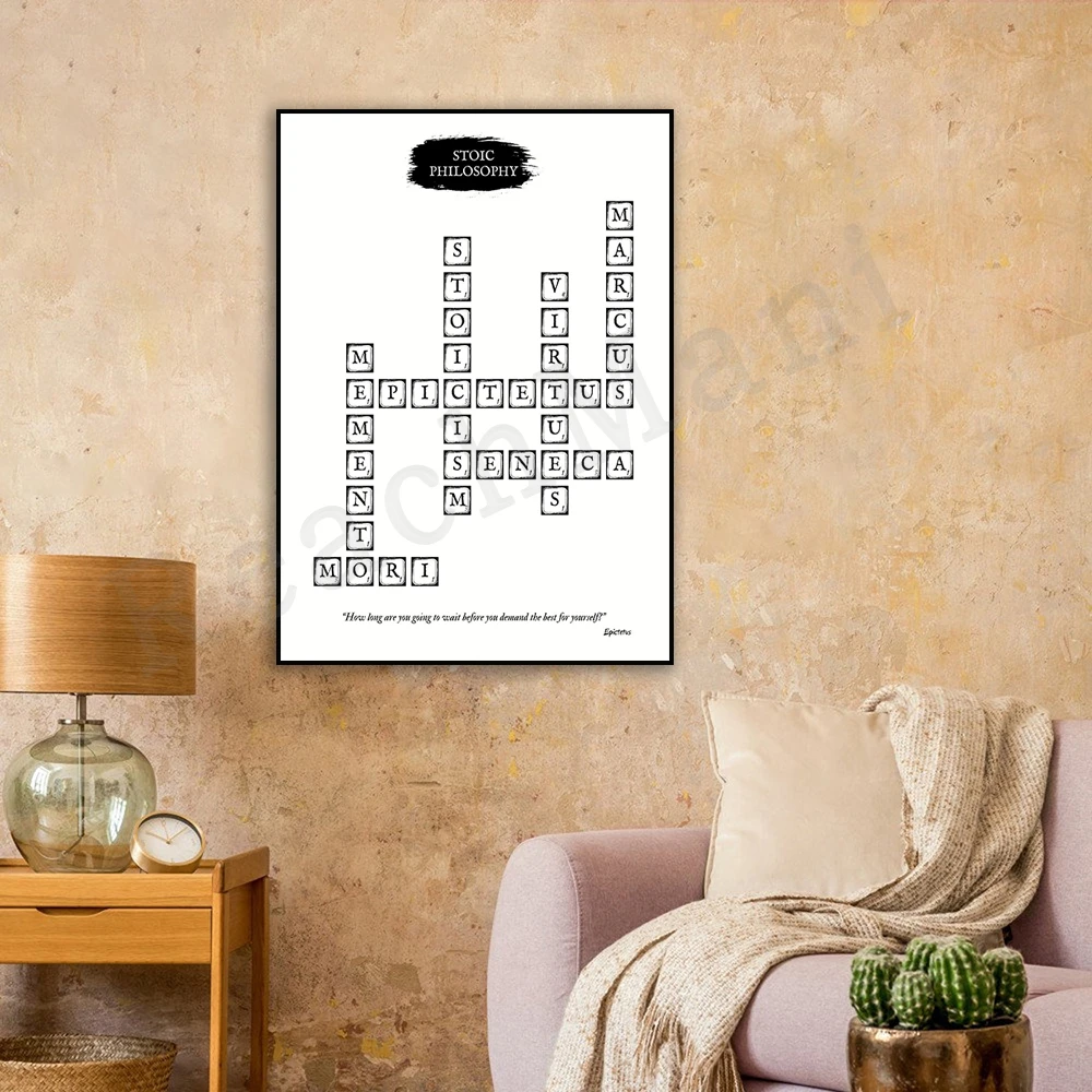 Stoic Art, Stoic Philosophy and Scrabble Alphabet, Momento Mori, Seneca ...