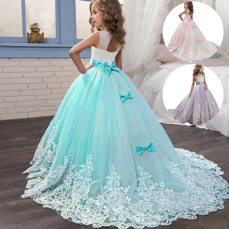 Girls-Lace-Long-Prom-Gowns-Bridesmaid-Kids-Dresses-For-Girls-Teens-Girl ...