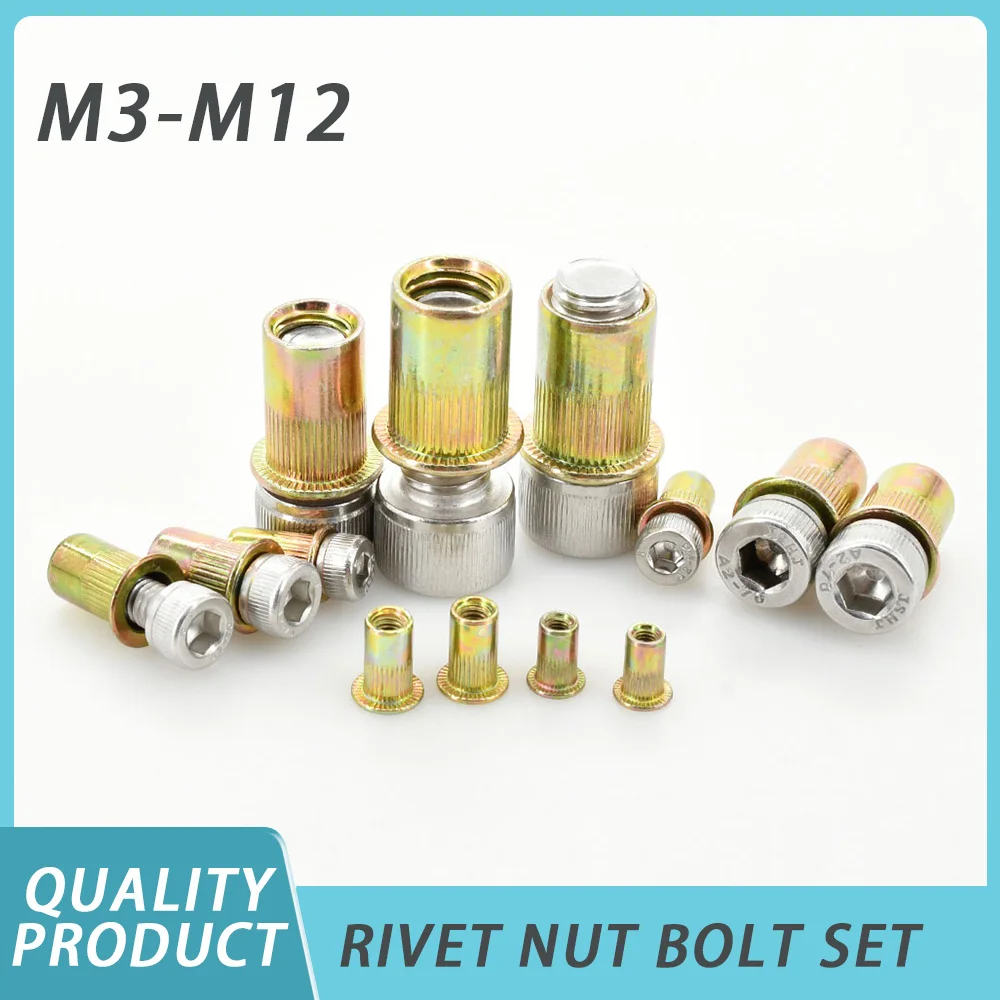 M3-M4-M5-M6-M8-M10-M12-Threaded-Insert-Nuts-Rivet-Nut-Zinc-Plated ...