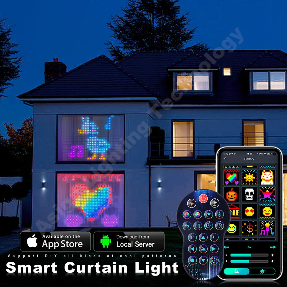 400LEDs-Curtain-Lights-RGB-String-Light-LED-Smart-Bluetooth-App-DIY ...