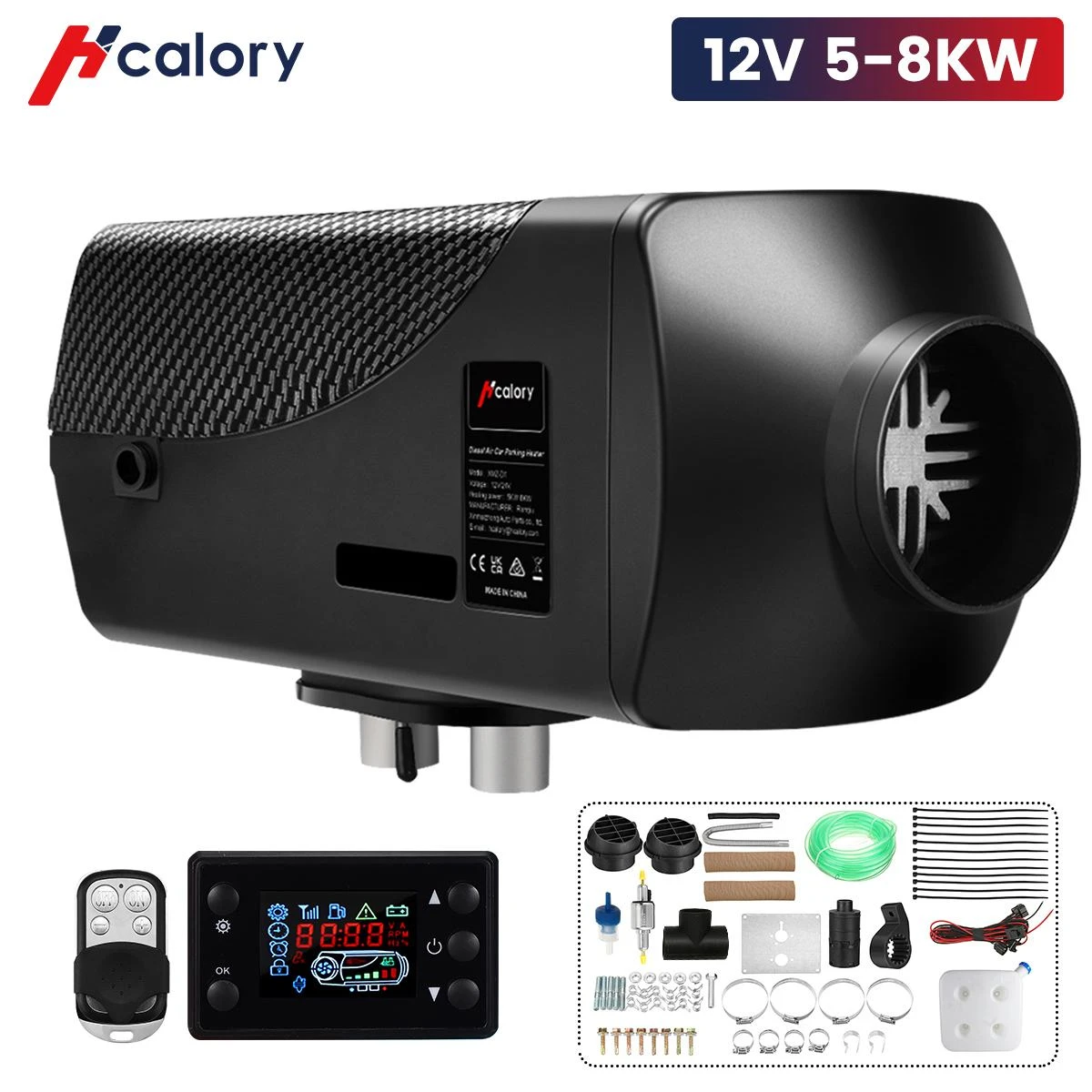 Hcalory 5 8KW 12V 자동차 히터 공기 디젤 LCD 스위치 소음기 원격 제어 LCD 에어 디젤 히터, 자동차 트럭 ...