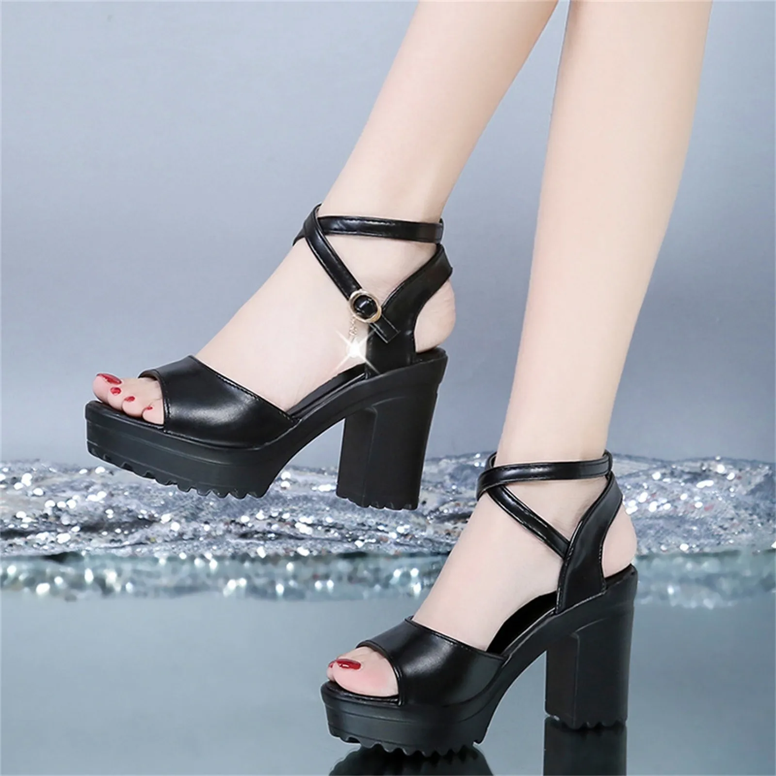 Women-s-Heels-Sandals-New-Summer-Buckle-Platform-High-Heel-Toe-Sandals ...