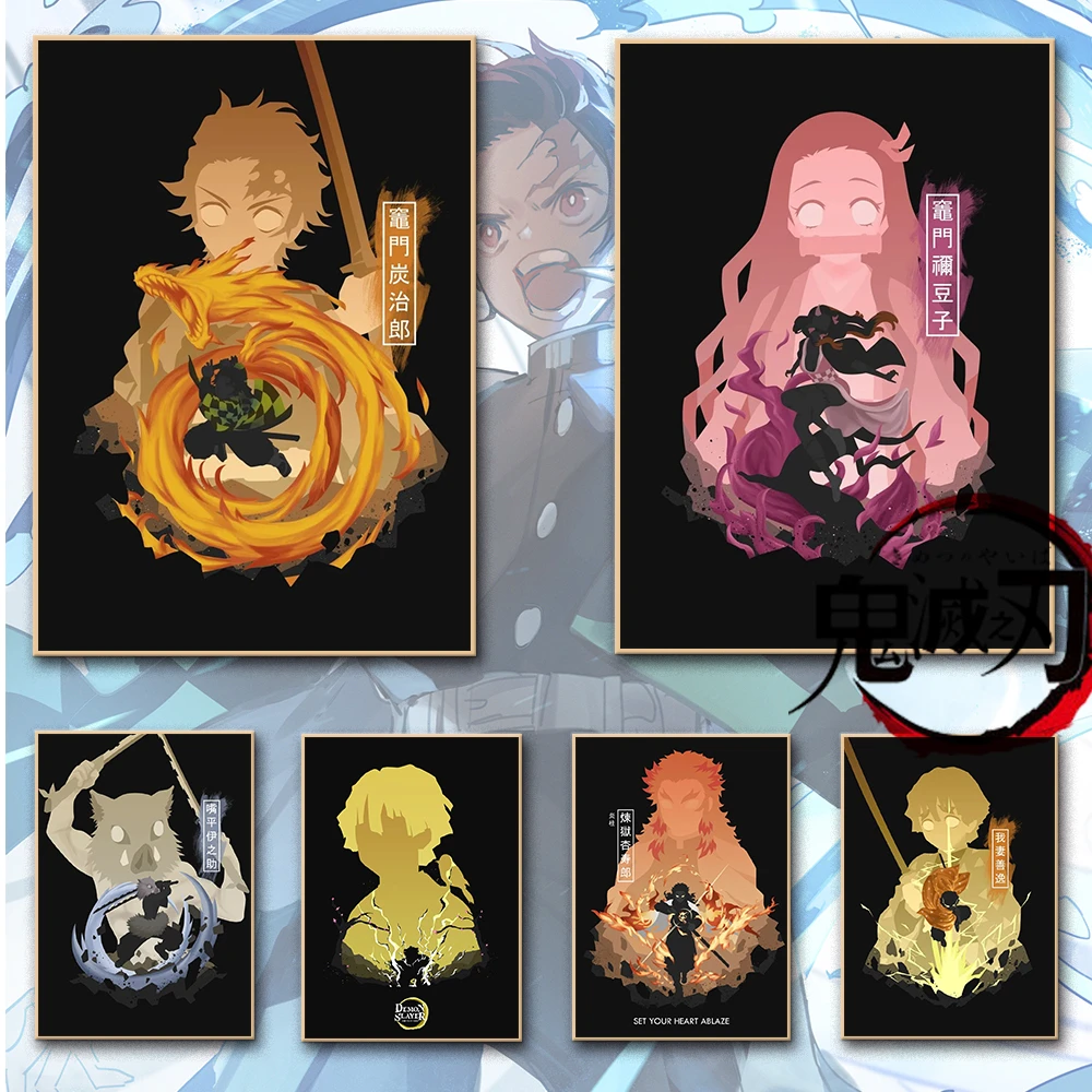Anime Demon Slayer Poster Tanjiro Wall Art Canvas Painting Home Decor ...
