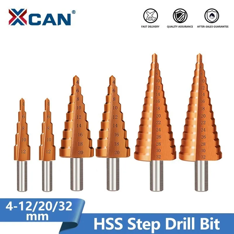 XCAN-HSS-Step-Drill-Bit-4-12-4-20-4-32mm-Straight-Spiral-Flute-Step ...
