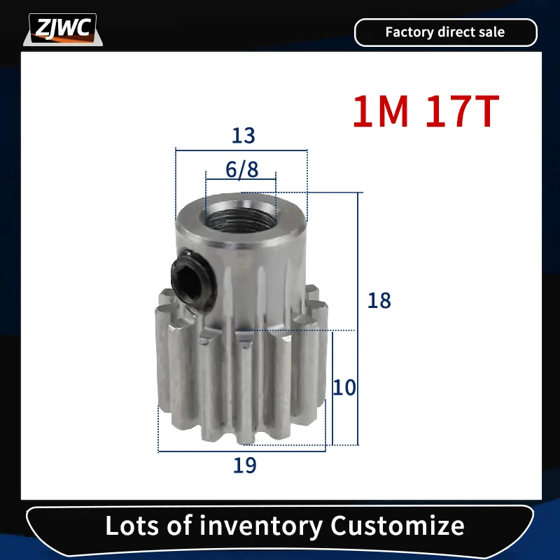 1 Piece 1M17T Spur Gear Bore 6mm 8mm Pinion Gear Low 45# Steel Material ...