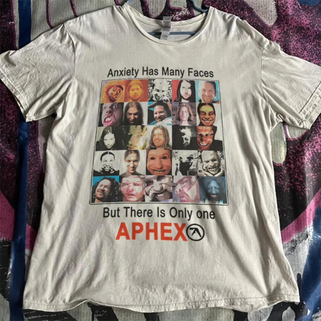 Aphex Twin t shirt 100% cotton Anxiety Has Many Faces white tee NH13978 ...