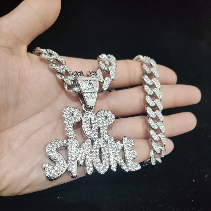 Men-Women-Hip-hop-POP-SMOKE-Rapper-Pendant-Necklace-Crystal-Cuban-Chain ...