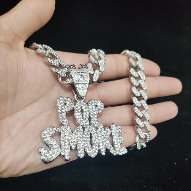 Uomo donna Hip hop POP SMOKE Rapper collana con ciondolo con catena ...
