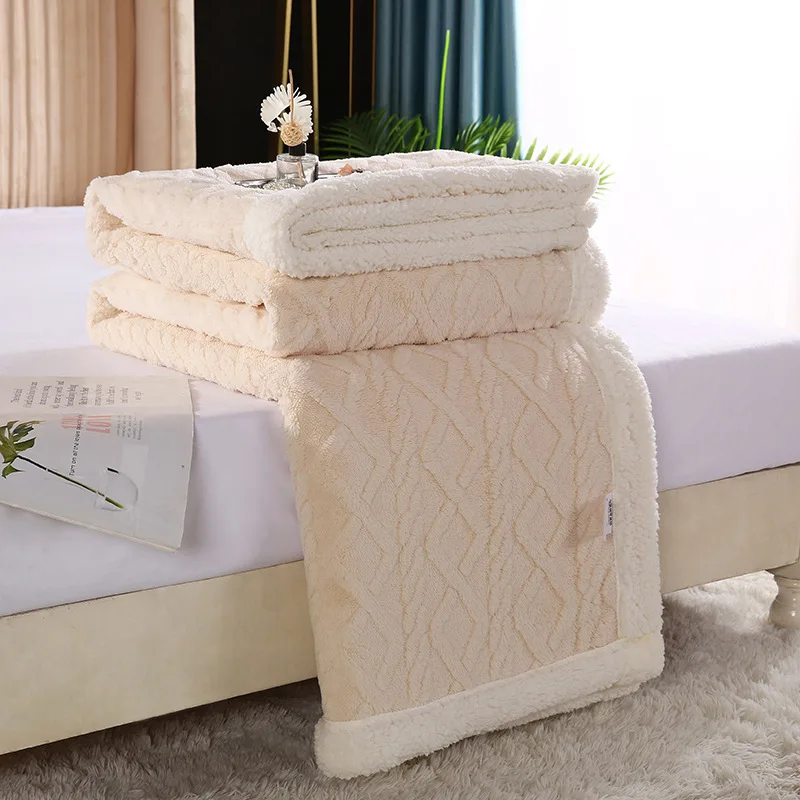 New Solid Color Coral Velvet Blanket Thicked Soft Rhombus Flannel ...