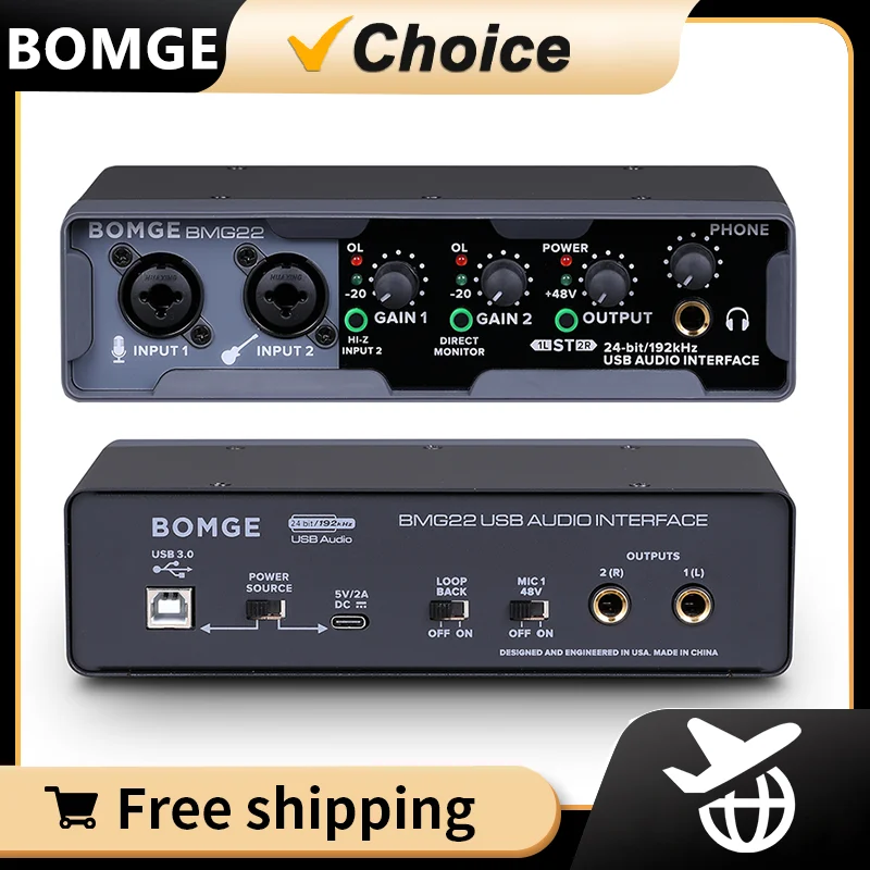 BOMGE-USB-Interface-de-udio-com-XLR-Phantom-Monitoramento-Direto ...