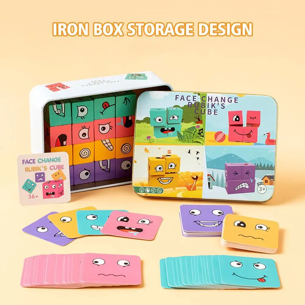 Kids-Educational-Emotion-Change-Blocks-Express-es-Puzzles-Crian-as-Cube ...