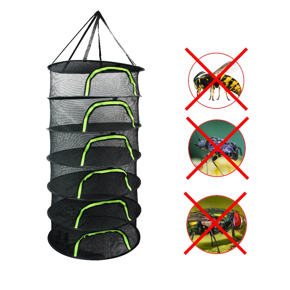 Folding-Dry-Rack-6-Layers-Drying-Net-For-Herbs-Hanging-Basket-Dryer-Bag ...