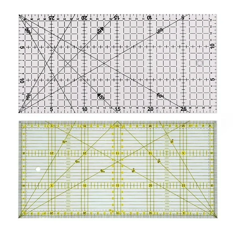 Quilters Ruler with Double Colored and Grid Lines Patchwork Sewing ...