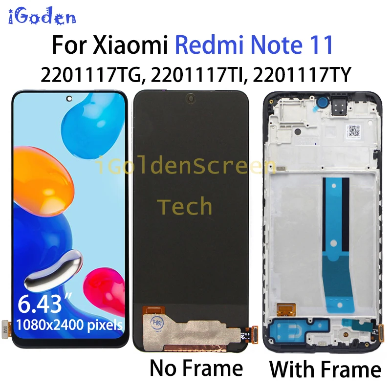 6.43" AMOLED For Xiaomi Redmi Note 11 LCD Display Touch Screen Digitizer Assembly For Redmi ...