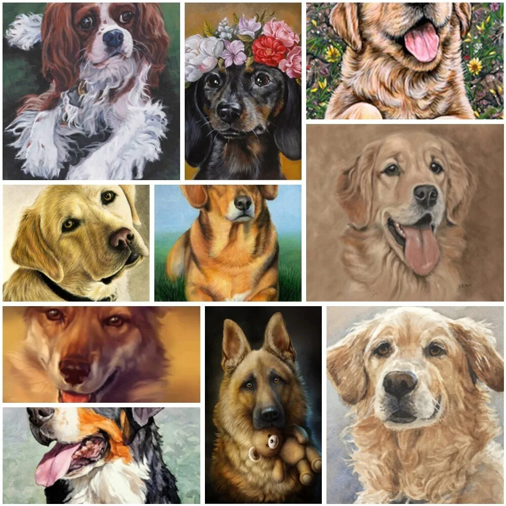 Animal Dog Pre-Printed 11CT Cross Stitch DIY Embroidery Set DMC Threads ...
