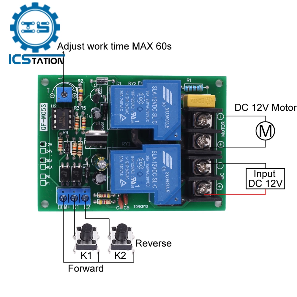 DC-12V-30A-Motor-Driver-Controller-for-Forward-and-Reverse-Auto-Cycling ...