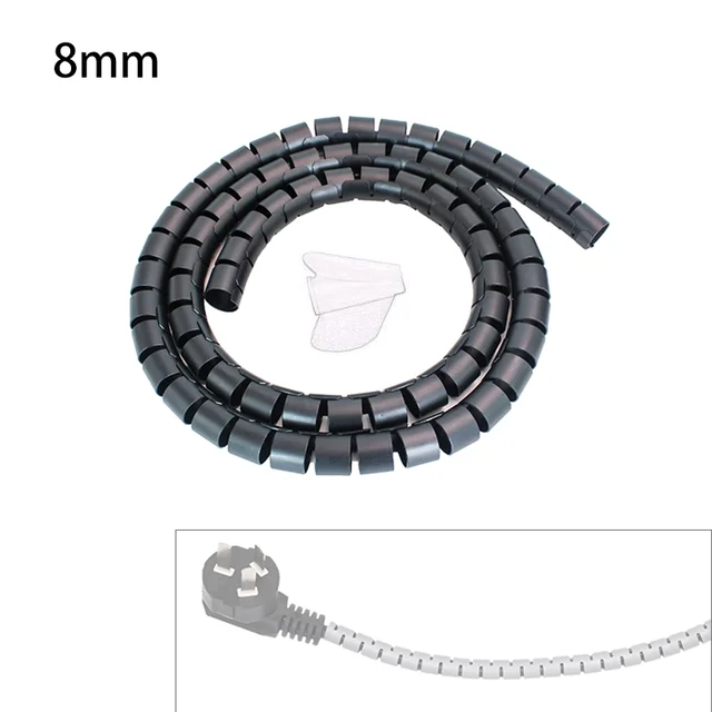 2m 8/10/16/22mm Cable Cover Protector Wire Desk Organizer Computer Cord ...