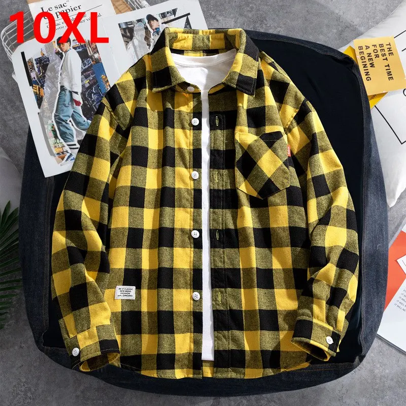 Big size shirt men's spring autumn plus size new trendy brand long ...