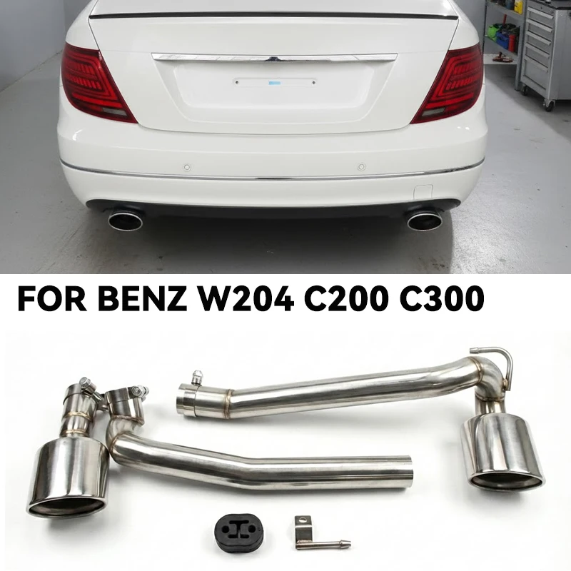 Double Car Exhaust Tip For Benz W204 C200 C300 C180 C260 UP C63 Look ...