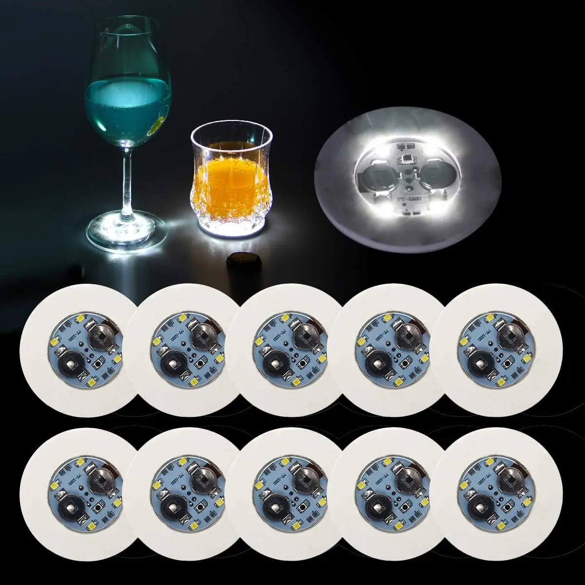 Colorful Flashing Tableware Mat Cup LED Luminous Sticker Colorful ...