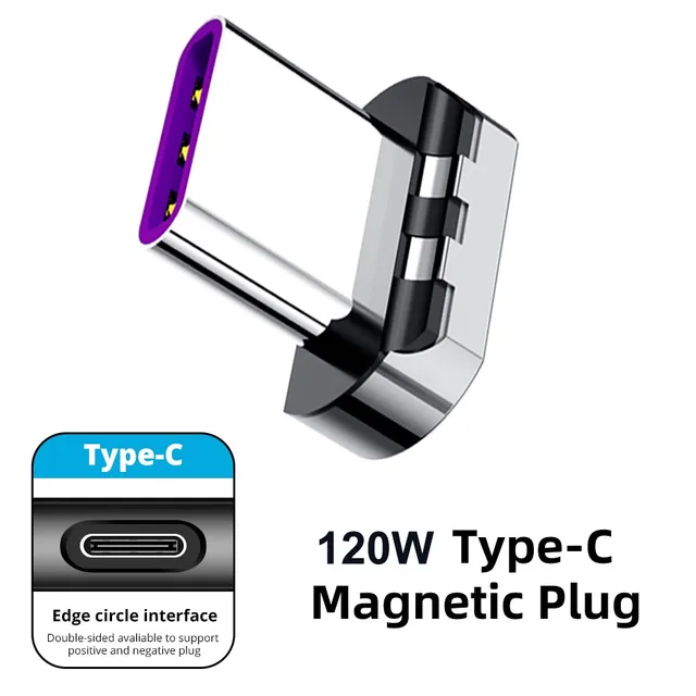 Elough 120W USB Type C To USB C Magnetic Adapter 90 Degree Fast ...