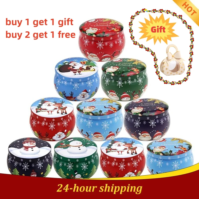 2.2Oz Mini Christmas Tinplate Round Candy Tin Can Candy Tin For Gift ...